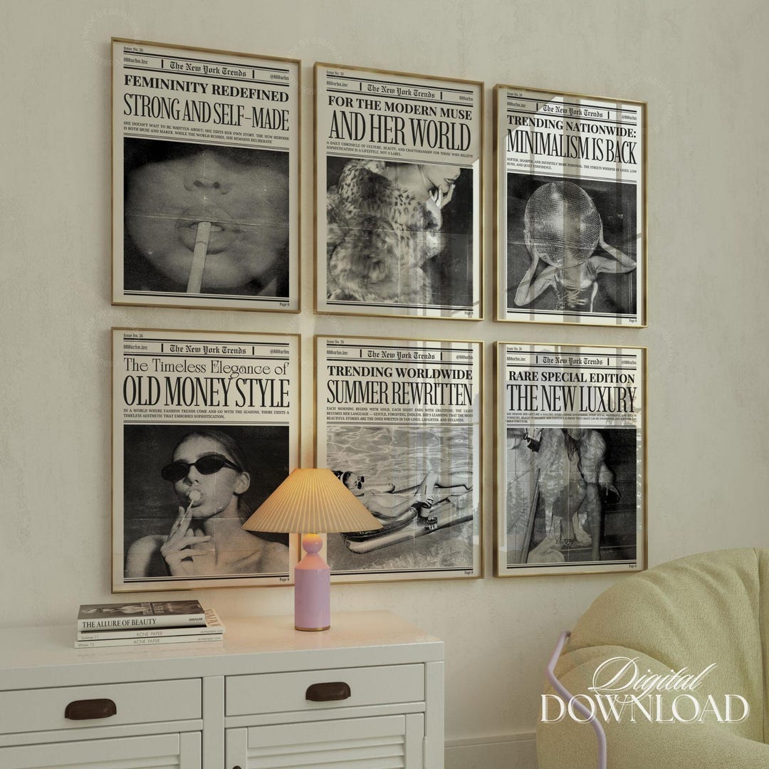 Set of 6 Trendy Newspaper Prints | Feminist Chic Quote Fashion ...