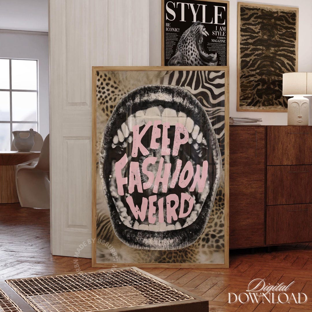 Pink Leopard Print Fashion Quote Wall Art, Y2K Apartment Dorm Decor ...
