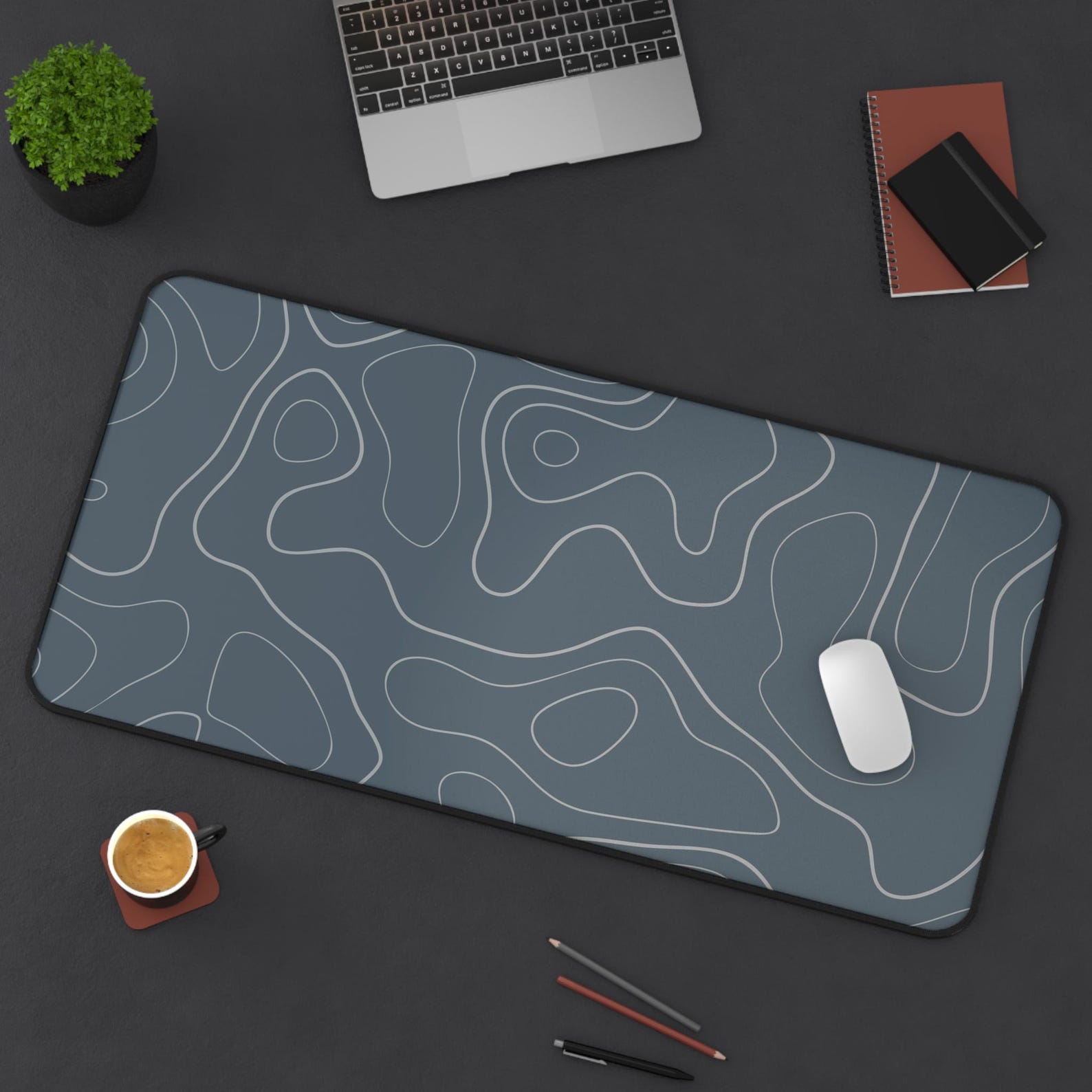 Topographic Desk Mat, Minimalist Mousepad, Office Desk Accessories ...
