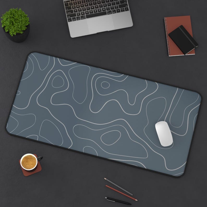 Topographic Desk Mat, Minimalist Mousepad, Office Desk Accessories ...