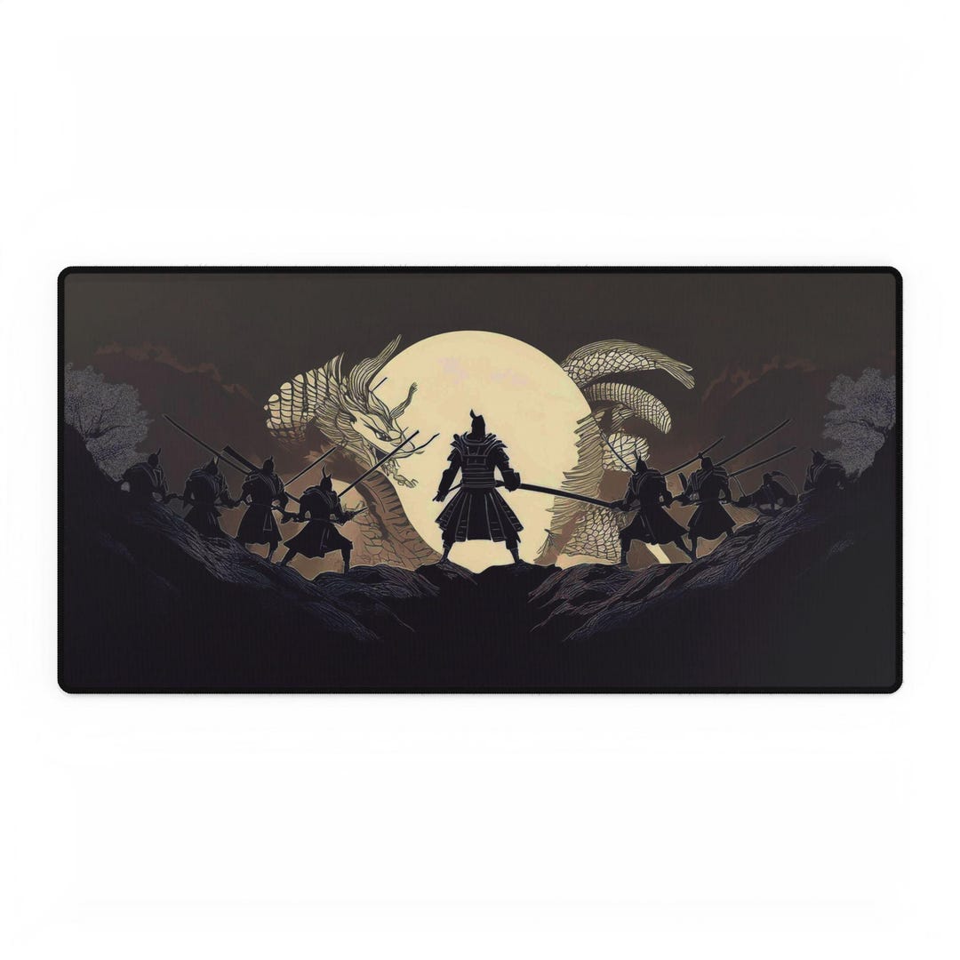 Japanese Dragon Samurai Desk Mat, Gaming Mouse Pad, Office Desk ...