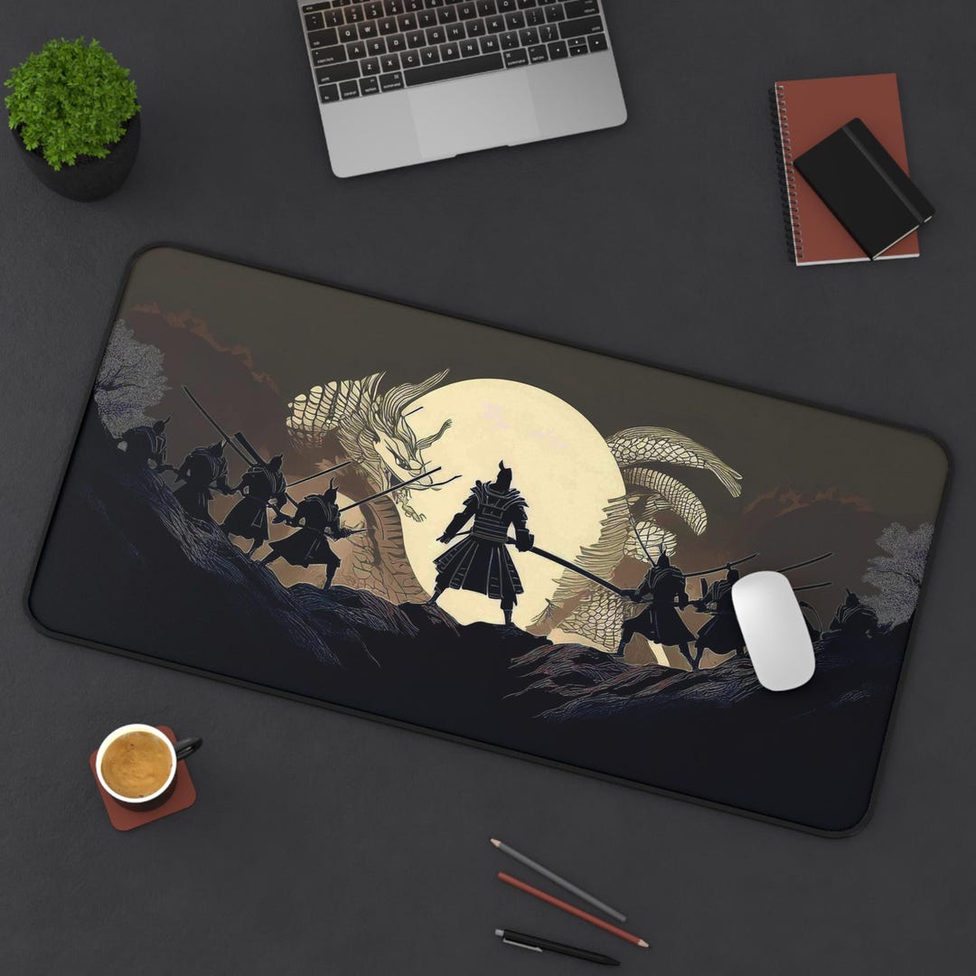 Japanese Samurai Desk Mat, Gaming Mouse Pad, Office Desk Accessory ...