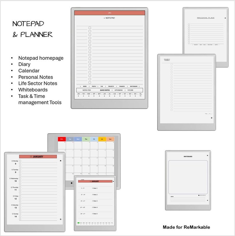 Remarkable Paper Pro Daily Notepad, Planner and Calendar. - Etsy