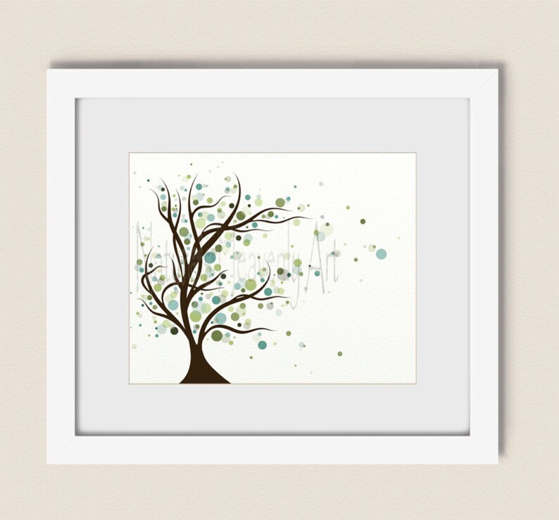 Modern Room Art Tree Print for Wall Green Wall Art for Living | Etsy