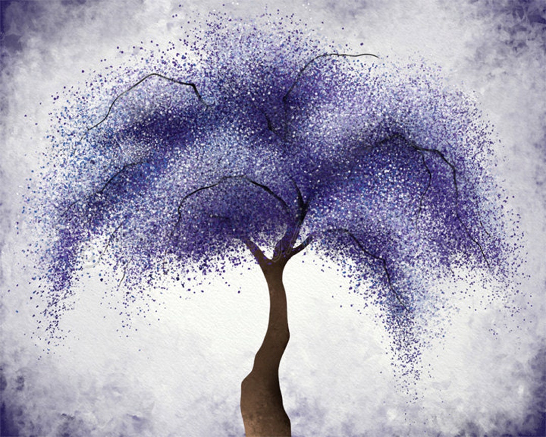 Dark Purple Tree Decor for Wall, Tree Wall Art Living Room Print, Tree ...