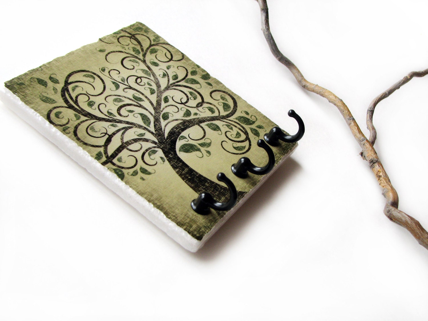 Brown Earthtones Tree Wall Decor Key Rack Jewelry Hook - Etsy