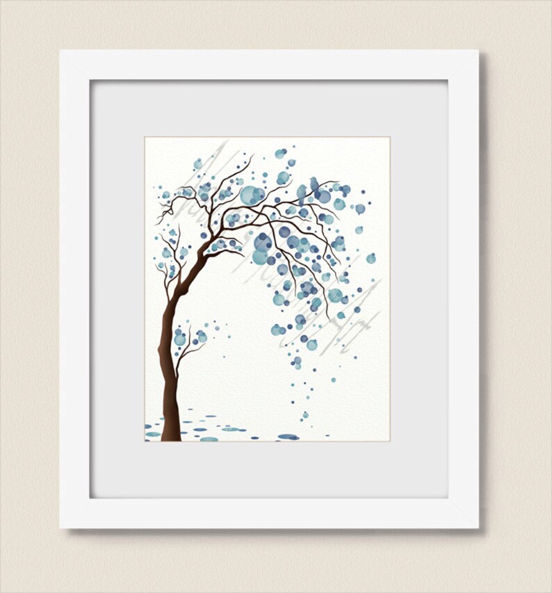 Blue Wall Art Print Tree Art Bedroom Decor Tree Decor for - Etsy