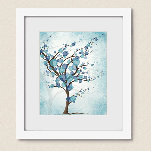 Light Blue Wall Decor Tree Print Tree Wall Art for Bedroom - Etsy