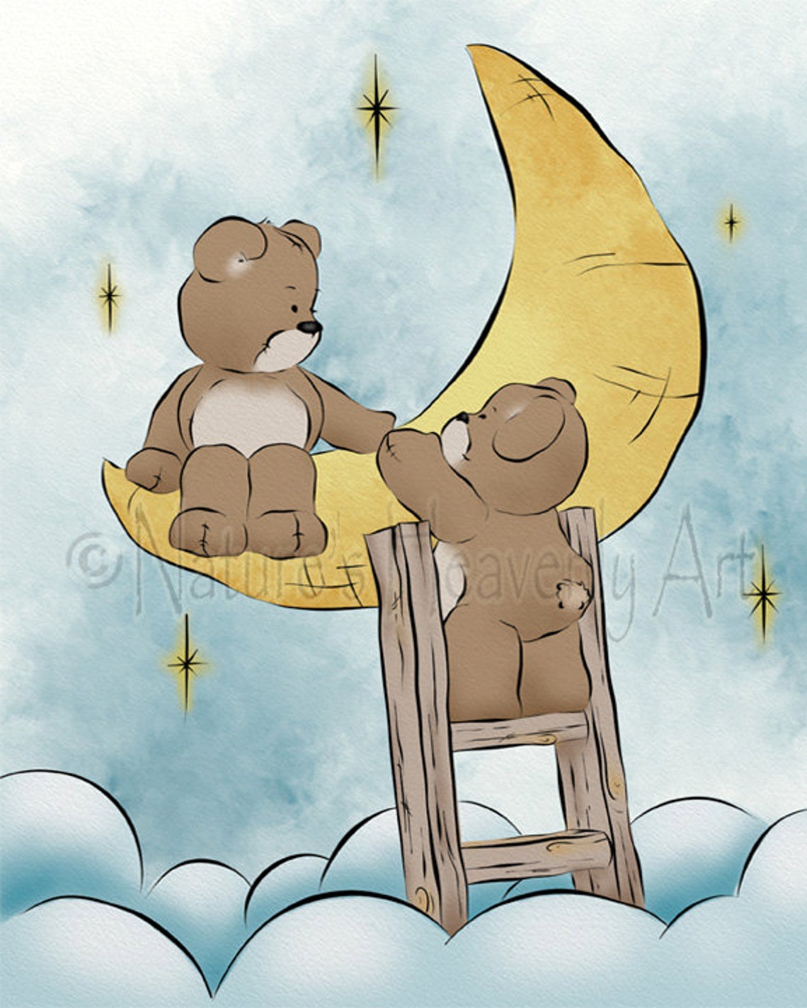 Teddy Bear Wall Art Nursery Print Childs Room Art Childrens - Etsy