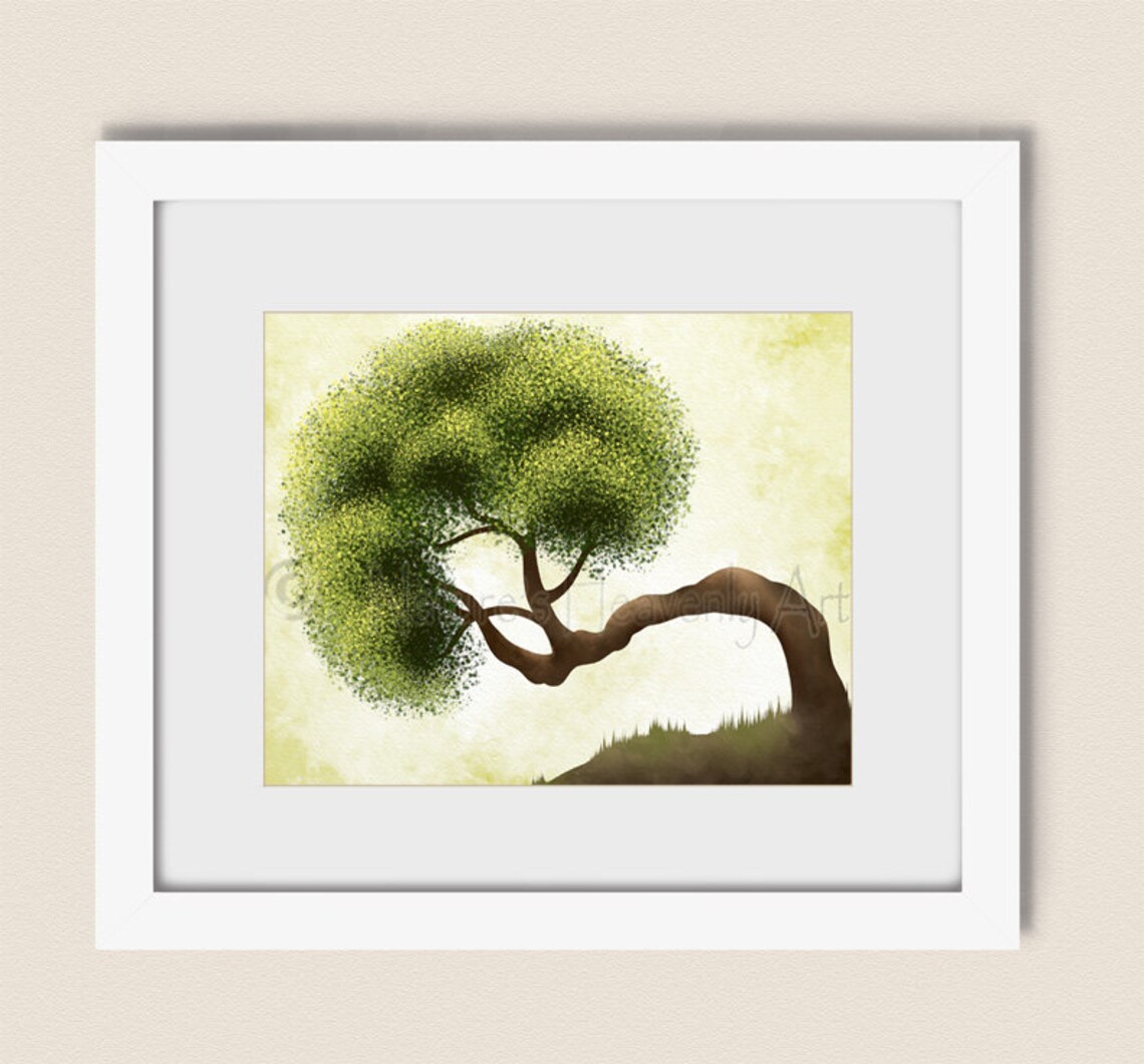 Green Wall Art Tree Print Green Yellow Tree Wall Art for | Etsy