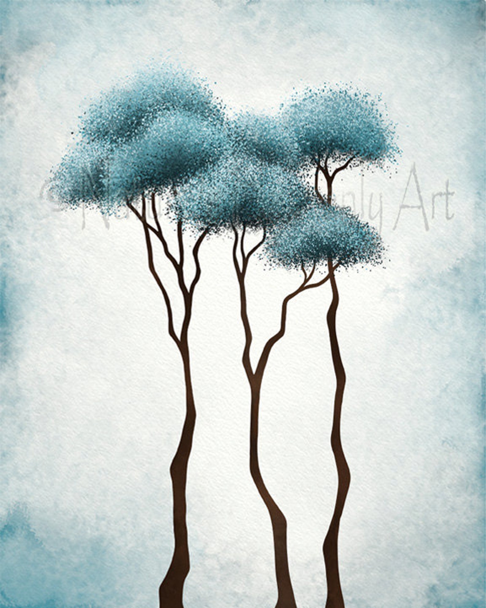 Blue Decor for Bedroom Wall Art Tree Art Print Tree Decor | Etsy