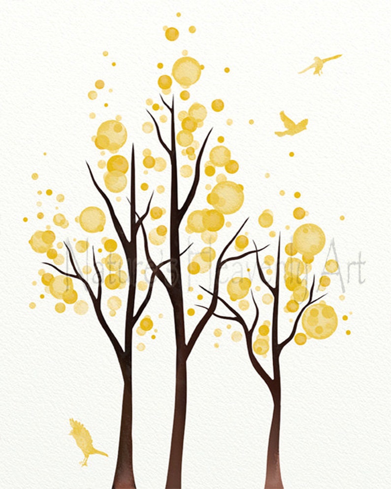 Yellow Room Decor Tree Wall Art Print Yellow Bedroom Art | Etsy