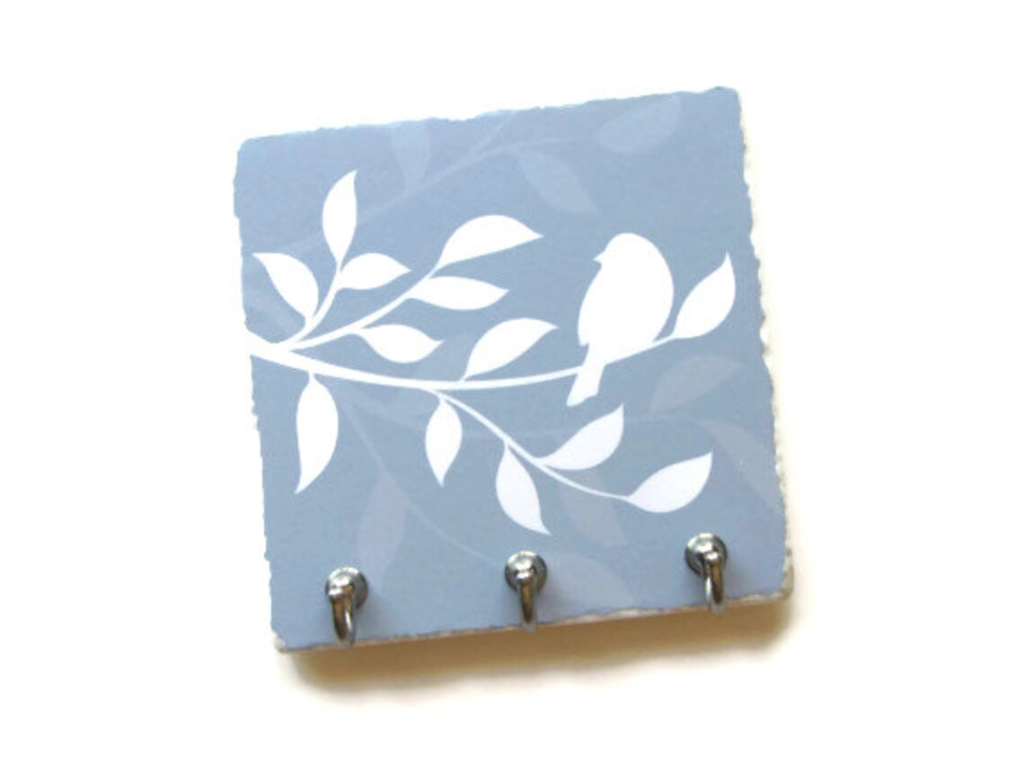 Baby Blue Key Hook Decorative Tile Bird Wall Décor Key - Etsy