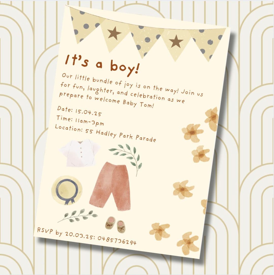 Spring/summer Baby Shower Invitation, Minimalistic & Gender-neutral ...