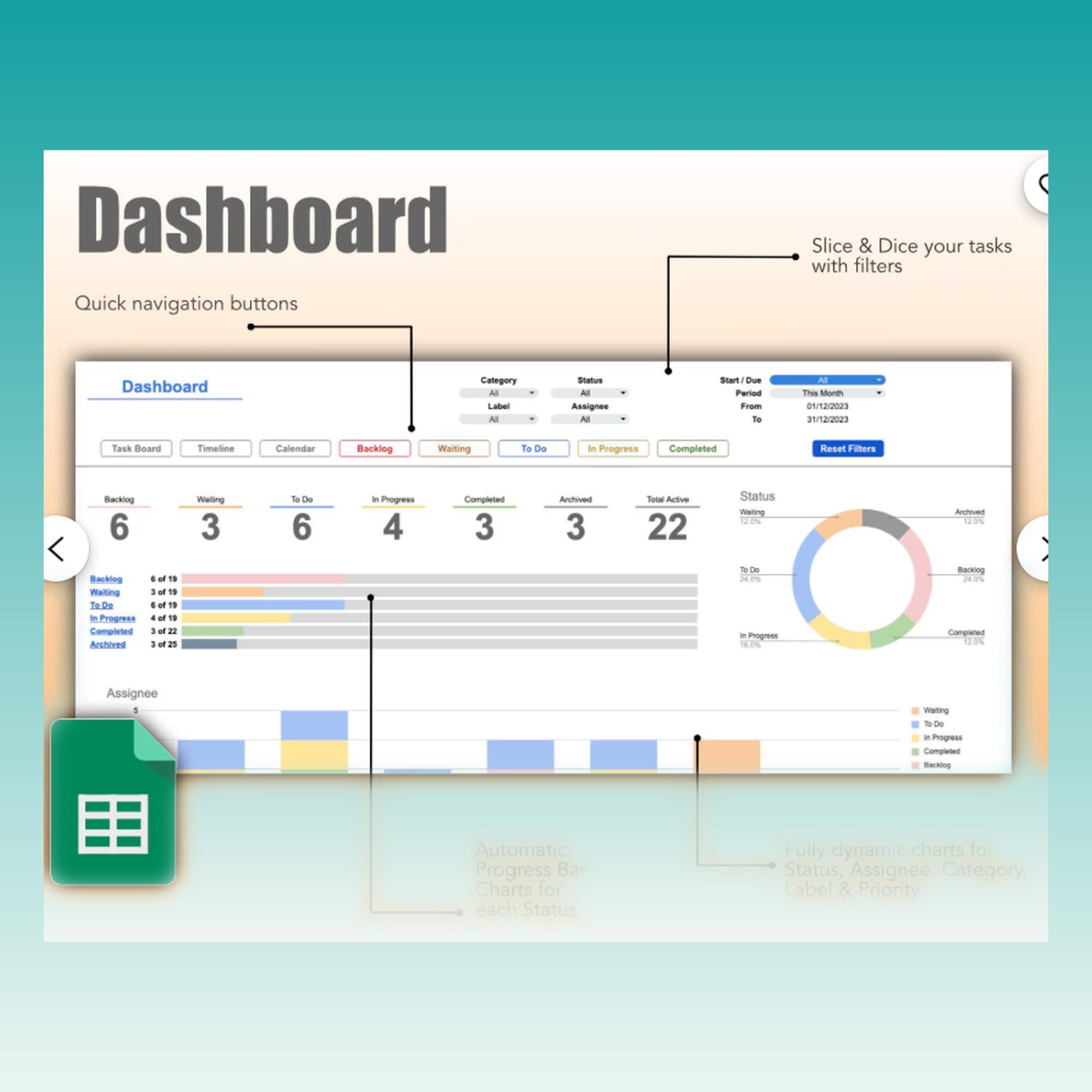 Google Sheets Project Management Template: Calendar, Kanban, Gantt ...