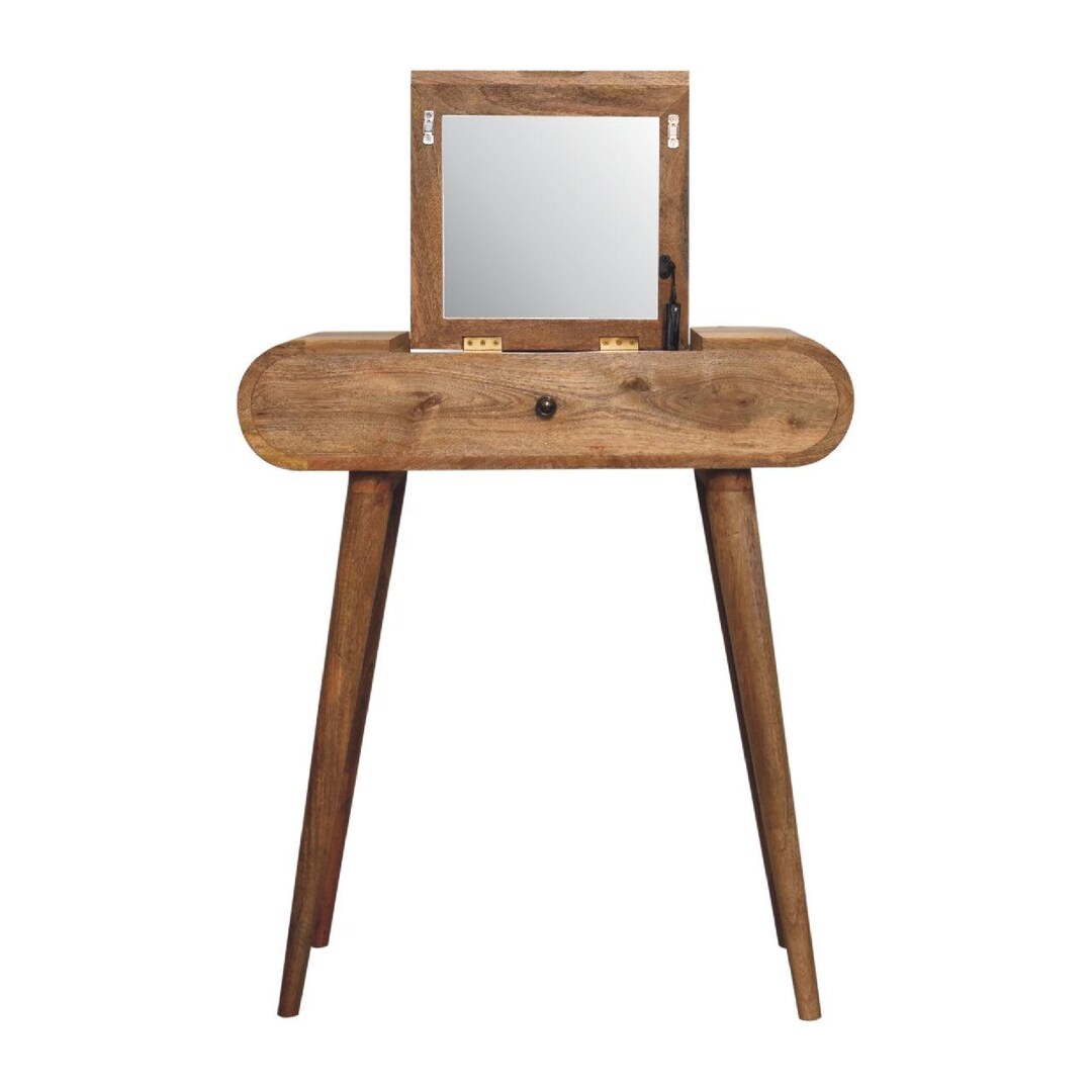 Mini Oak-ish Round Dressing Table - Etsy