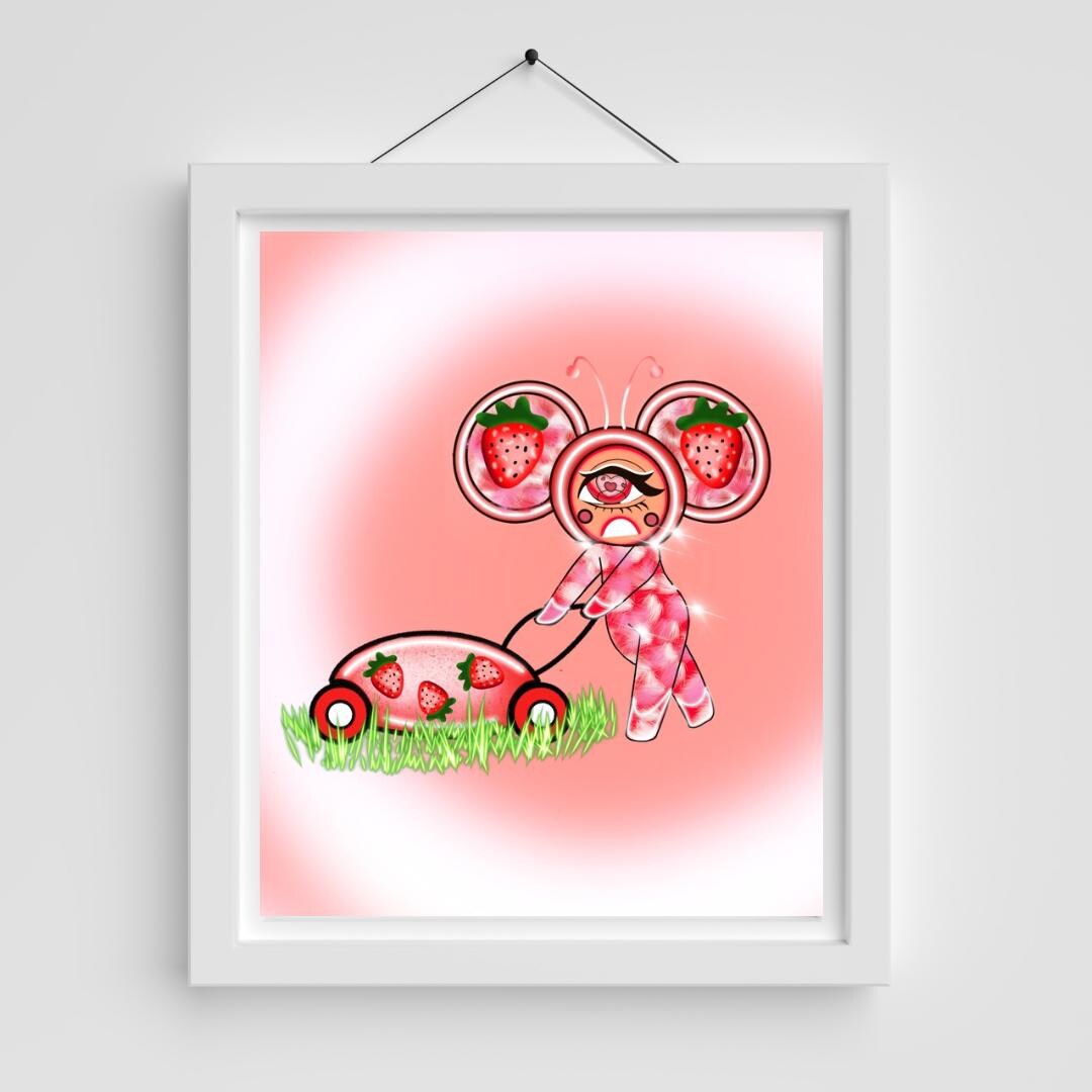 Outdoor Art Canvas Painting Lawn Mower Art Kids Art Chibi Style Art ...