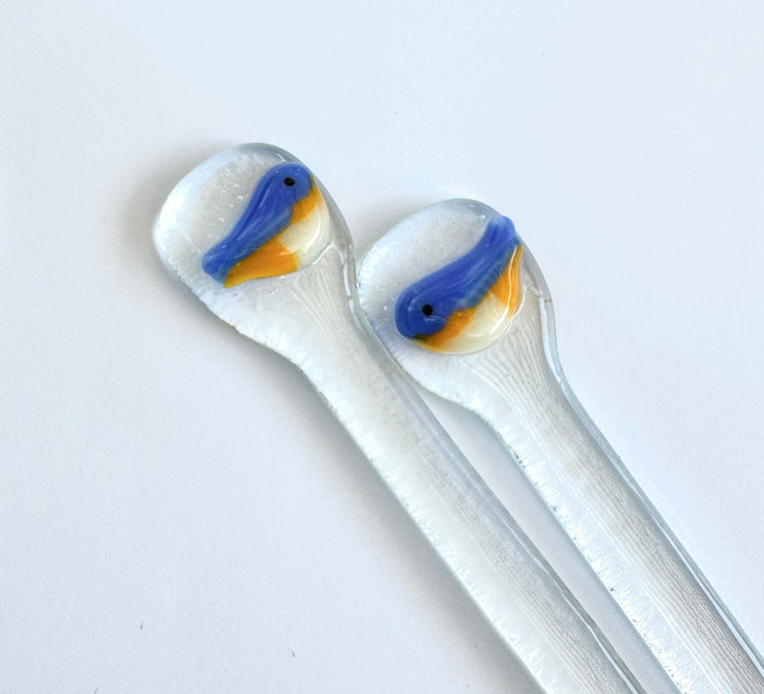 Fused Glass Swizzle Sticks, Set of 2 Cocktail Stirrers, Glass Drink ...