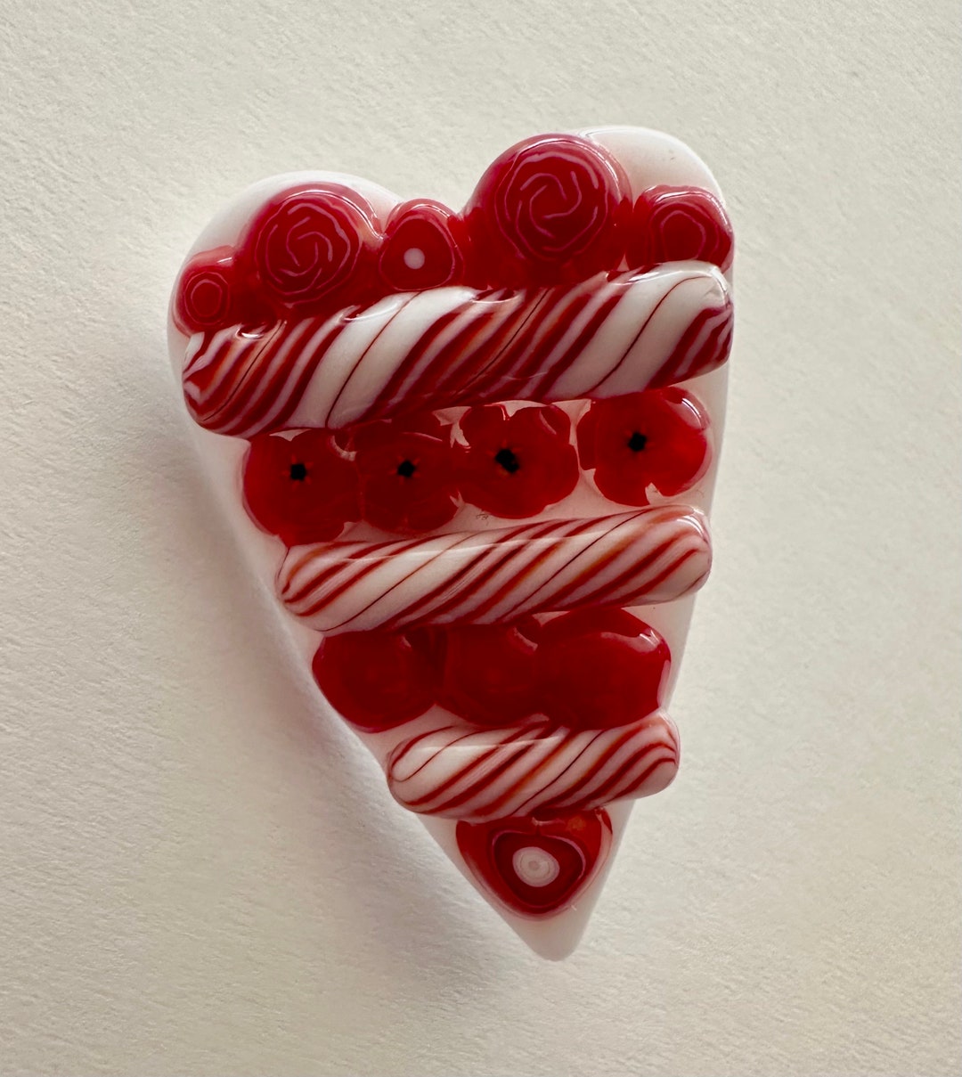 Fused Glass Heart Pin/ Red Heart Pin - Etsy