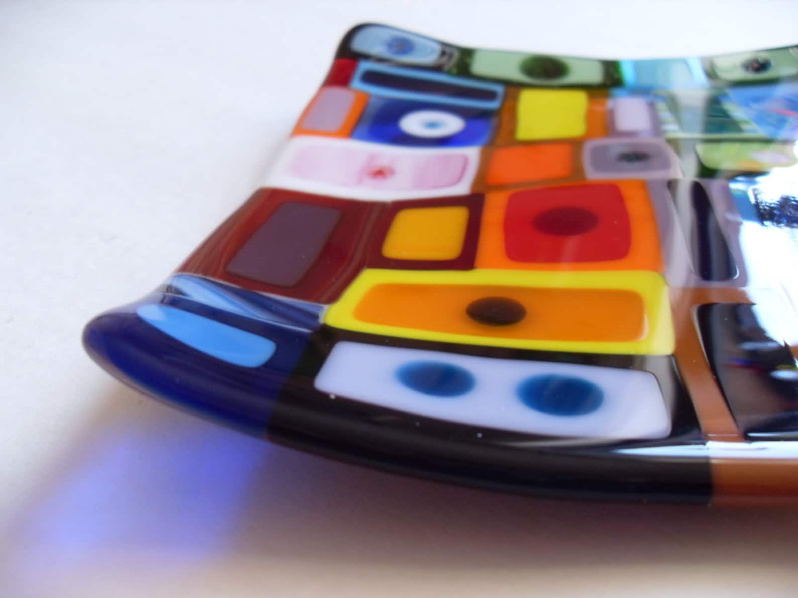 Most Colorful Fused Glass Dish, Plate, Platter - Etsy