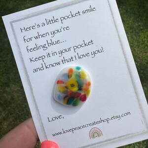 Fused Glass Pocket Smile / Pocket Hug / Pocket Token - Etsy