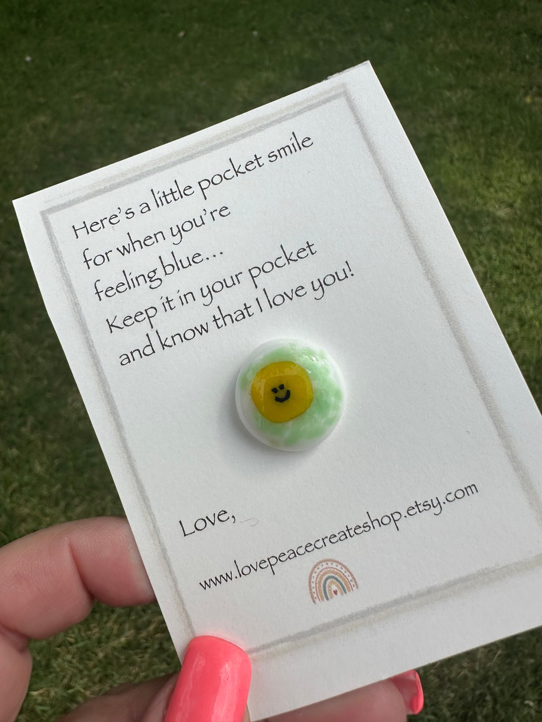 Fused Glass Pocket Smile / Pocket Hug / Pocket Token - Etsy