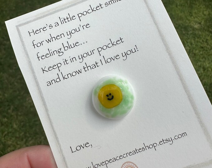 Fused Glass Pocket Smile / Pocket Hug / Pocket Token - Etsy