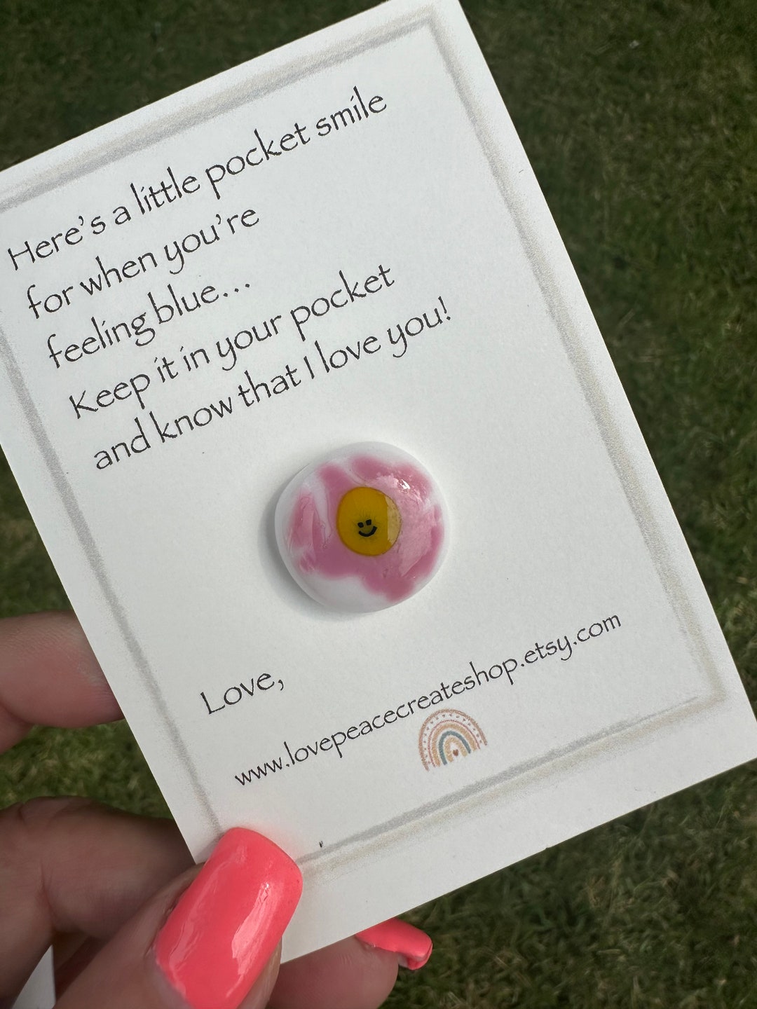 Fused Glass Pocket Smile / Pocket Hug / Pocket Token - Etsy