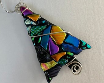 Fused Glass Dichroic Tree Tealight Holder/candle Holder, Christmas Tree ...