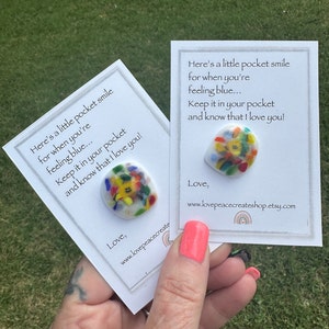 Fused Glass Pocket Smile / Pocket Hug / Pocket Token - Etsy