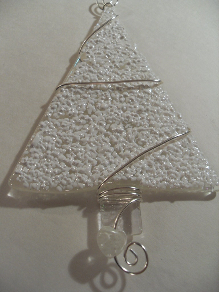 Snowy Winter Glass Fused Christmas Tree Ornament - Etsy