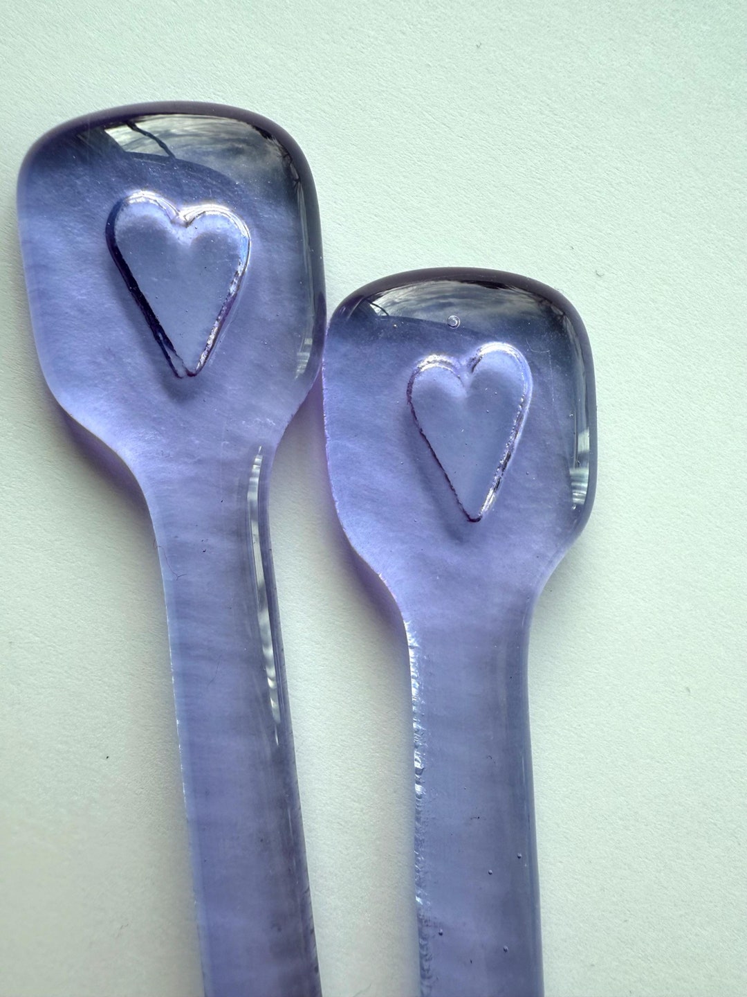Heart Swizzle Sticks, Set 2 Stirrers, Glass Drink Stirs, Glass Java ...