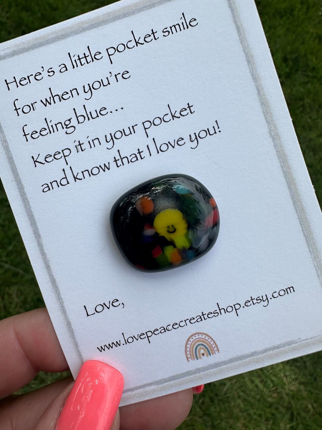 Fused Glass Pocket Smile / Pocket Hug / Pocket Token - Etsy