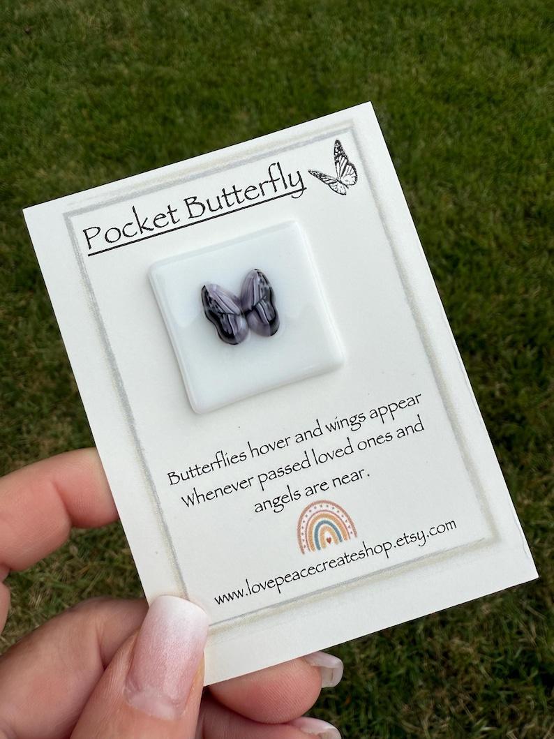Fused Glass Pocket Butterfly Token, Sympathy Gift - Etsy