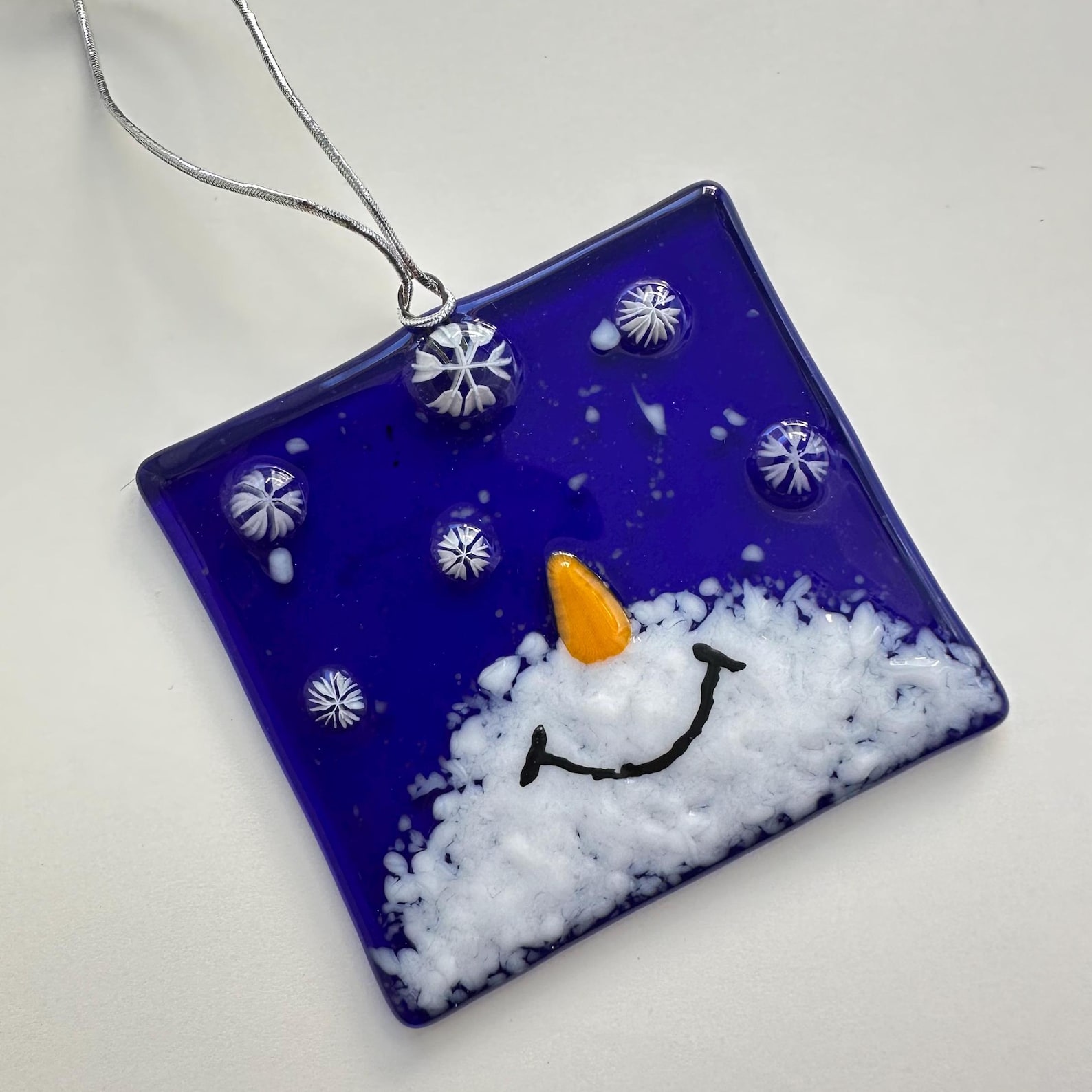 Fused Glass Snowman Christmas Tree Ornament/sun Catcher/ Snowman - Etsy