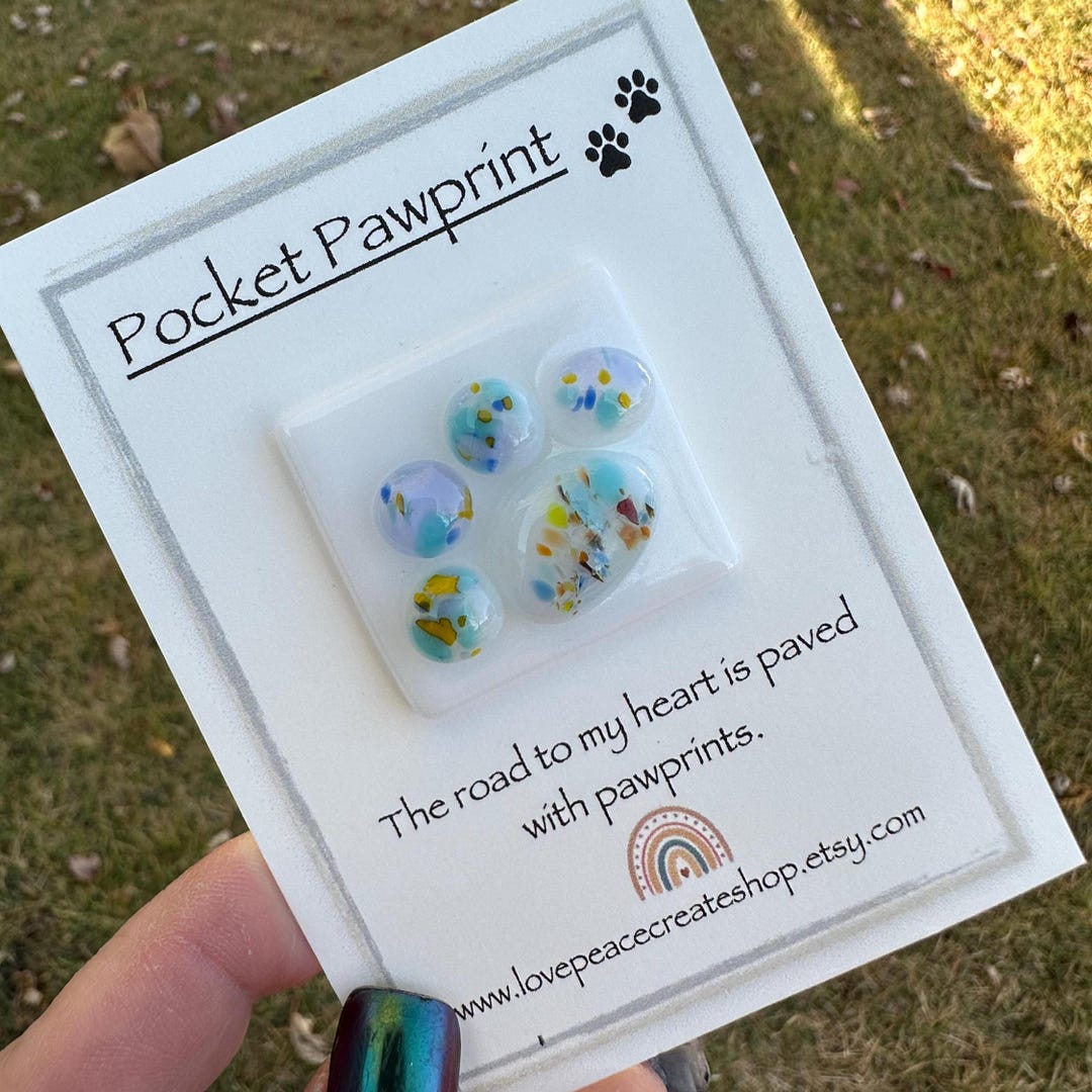 Fused Glass Pocket Paw Print / Paw Prints/ Pet Memory / Pet Lover Gift ...