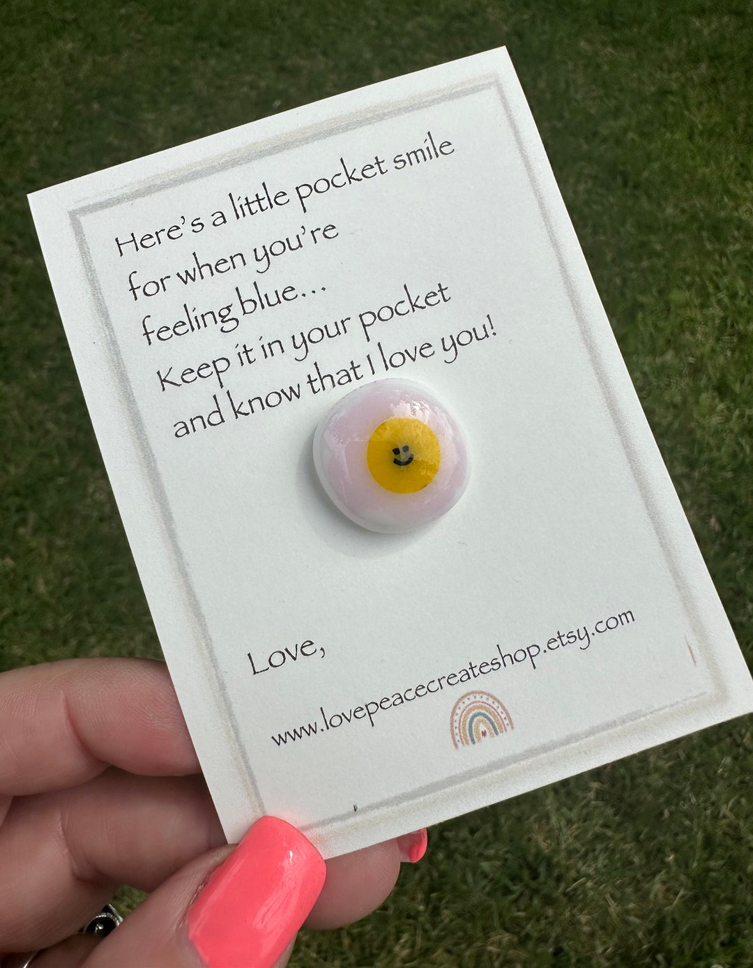 Fused Glass Pocket Smile Token - Handmade Murrini Pocket Hug - Etsy