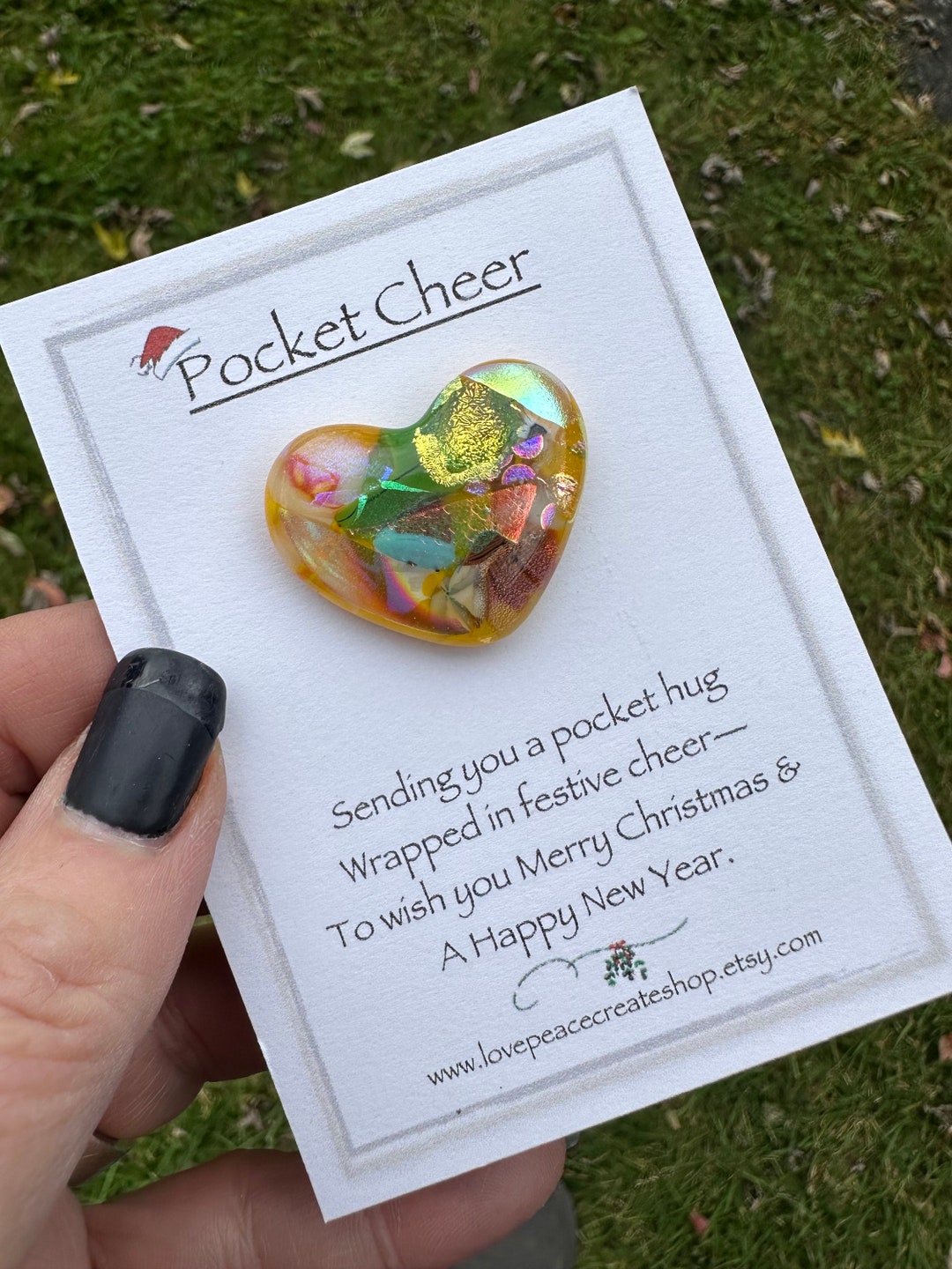 Fused Glass Pocket Heart /heart /pocket Hug /glass Heart Pocket Cheer ...
