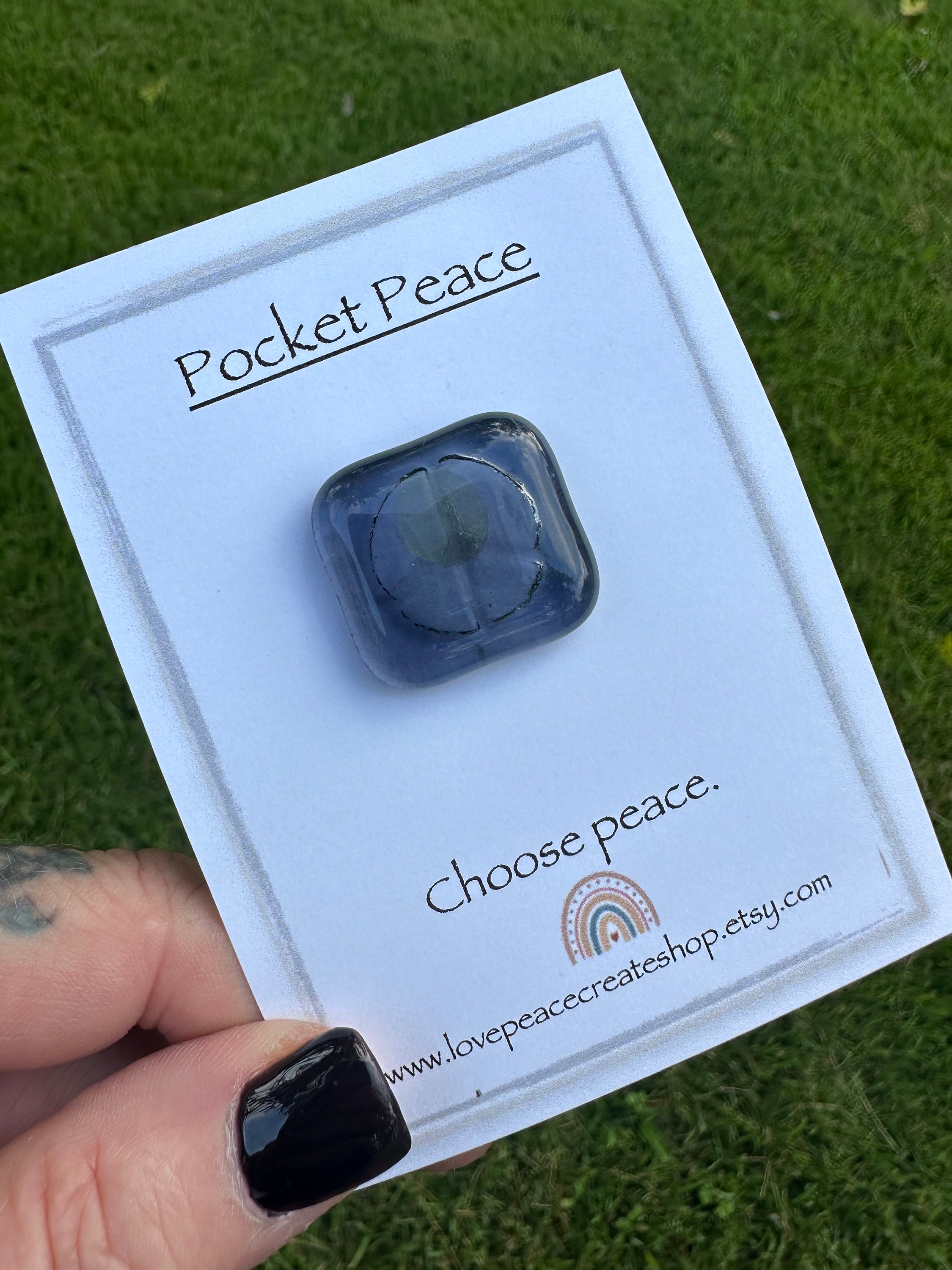 Fused Glass Peace Sign Pocket Token, Encouragement Gift - Etsy