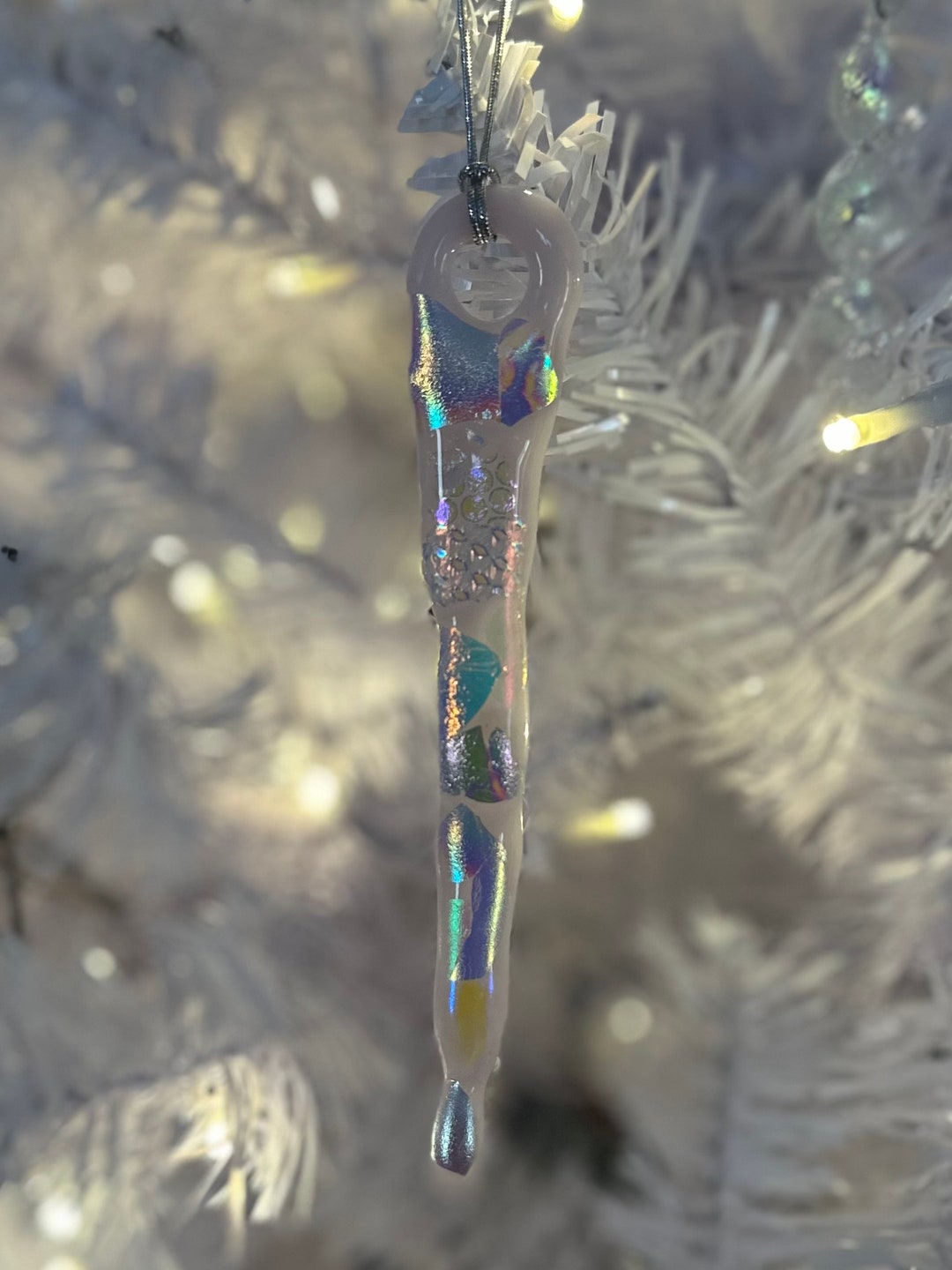 Fused Glass Icicle Ornament - Etsy