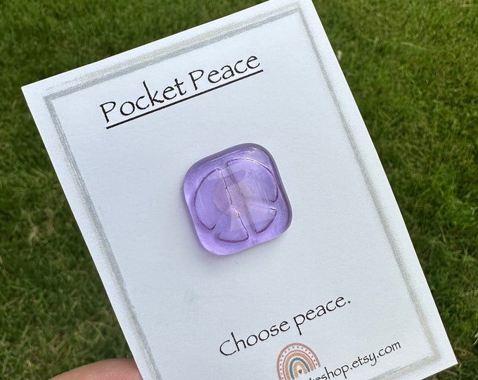 Fused Glass Peace Sign Pocket Tokens /choose Peace /peace Pocket Hug ...