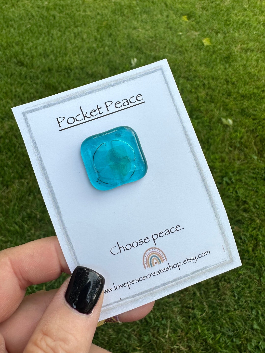 Fused Glass Peace Sign Pocket Tokens /choose Peace /peace Pocket Hug ...