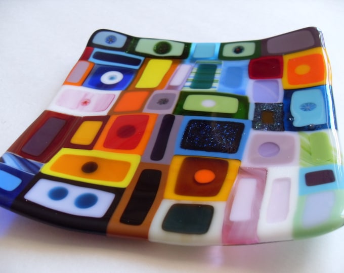 Most Colorful Fused Glass Dish, Plate, Platter - Etsy