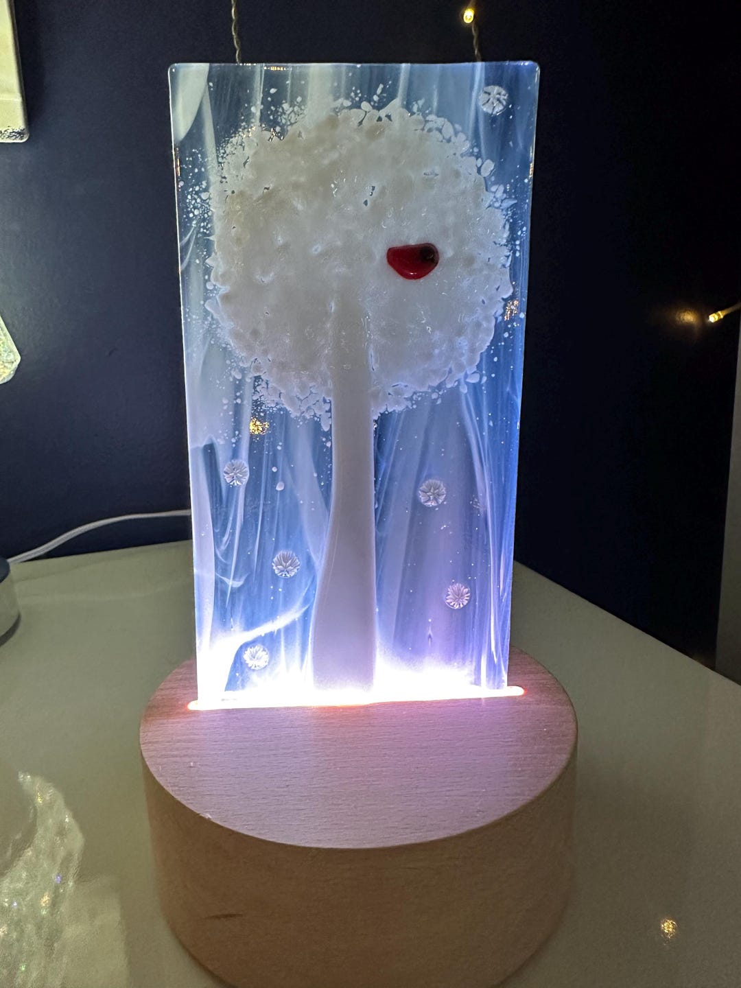 Fused Glass Tree Light/ Art Pedestal Light / Light/ Tree Nightlight ...