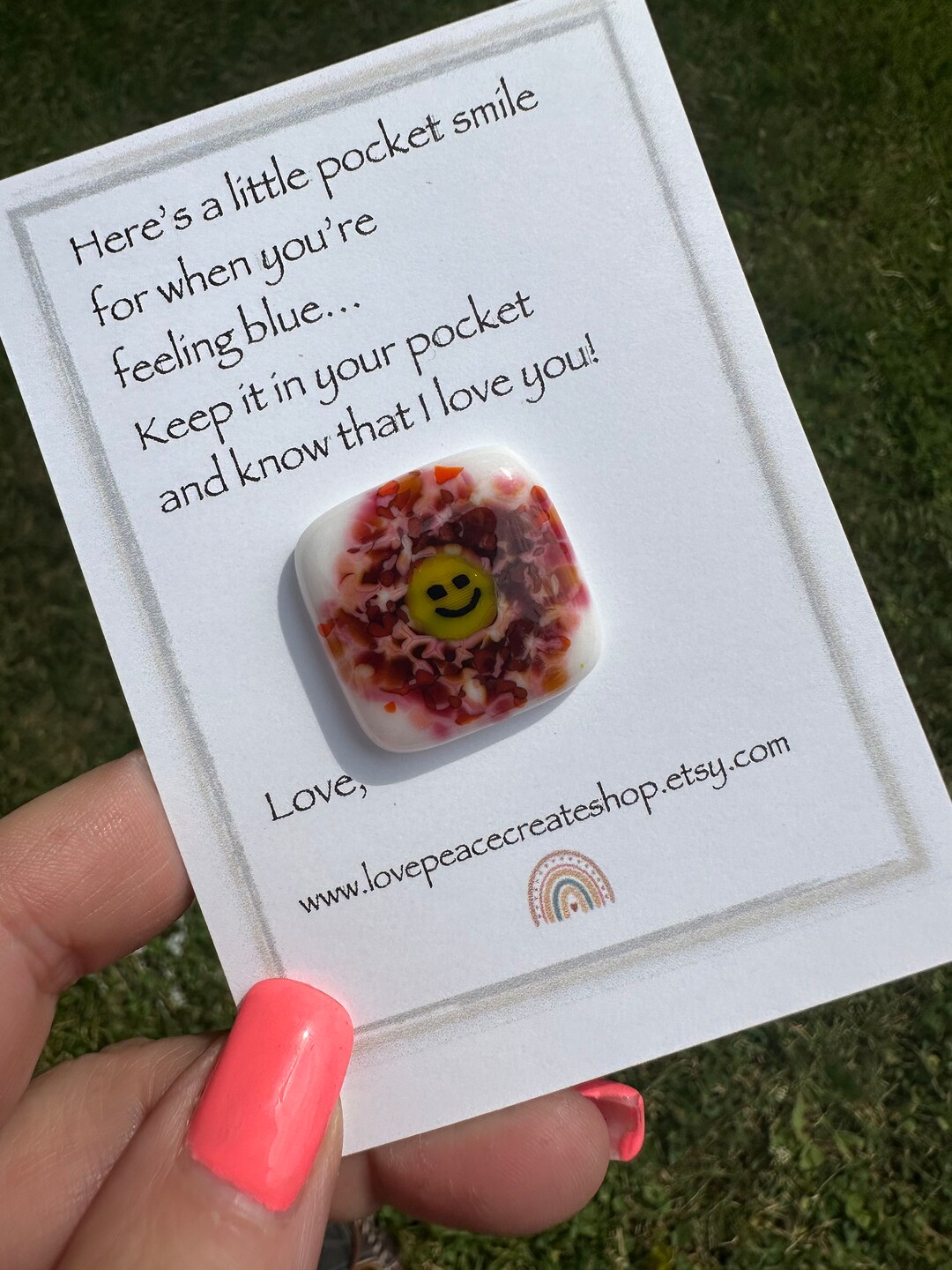 Fused Glass Pocket Smile / Pocket Hug / Pocket Token - Etsy