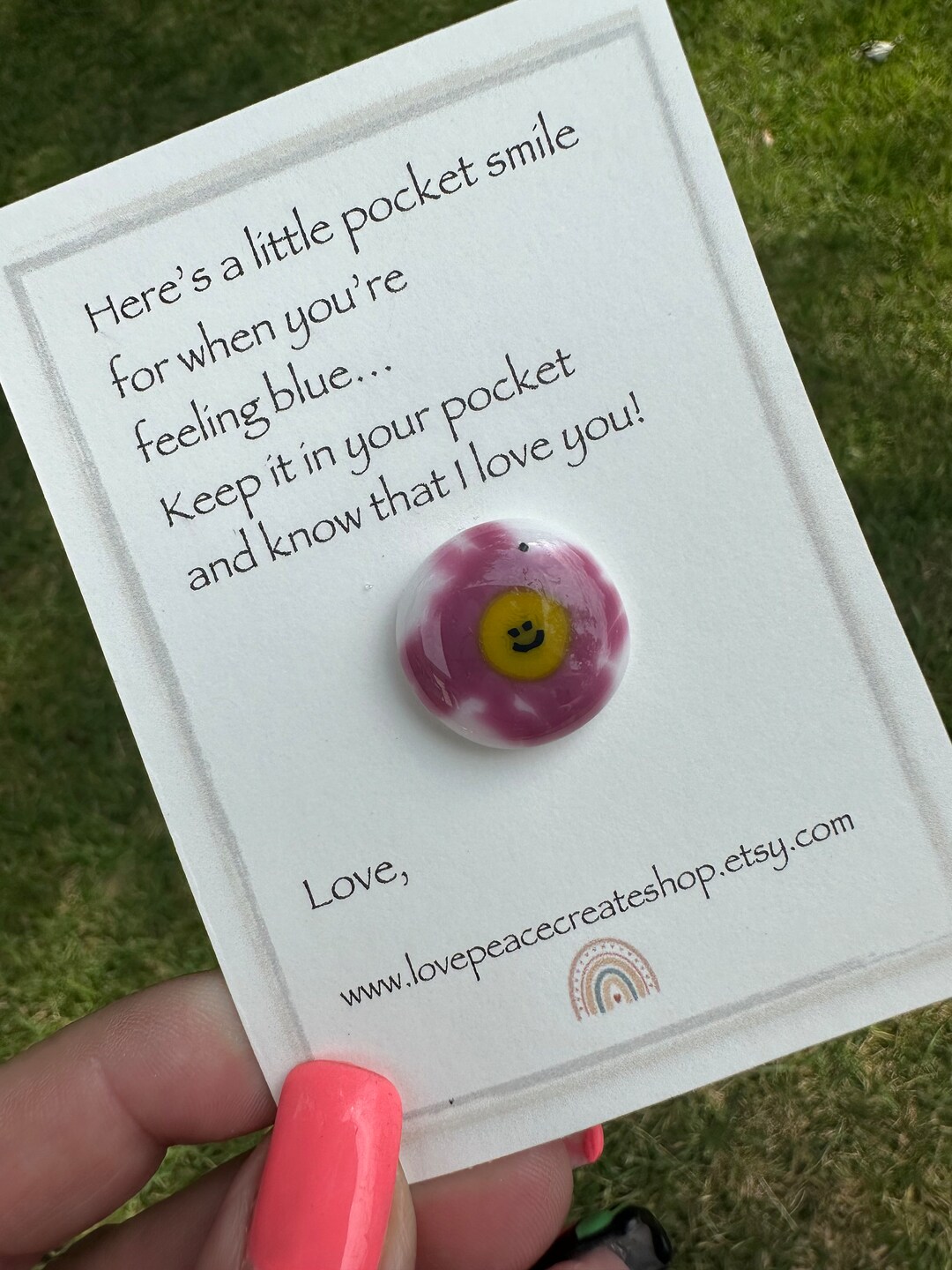 Fused Glass Pocket Smile / Pocket Hug / Pocket Token - Etsy