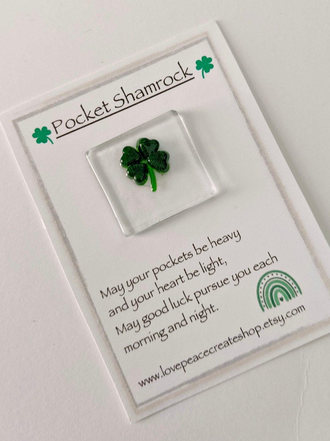 Fused Glass Pocket Shamrock / Clover /pocket Hug - Etsy