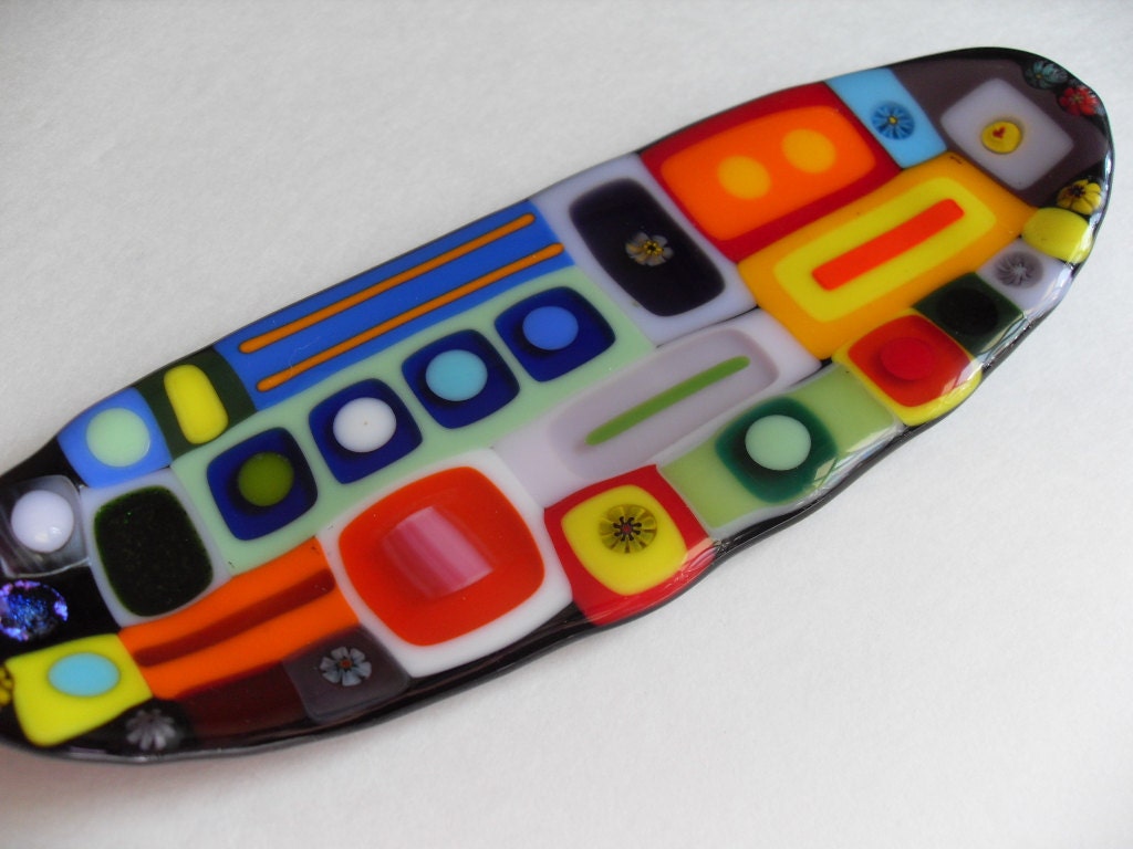Colorful Crazy Butter Dish Glass Fused | Etsy