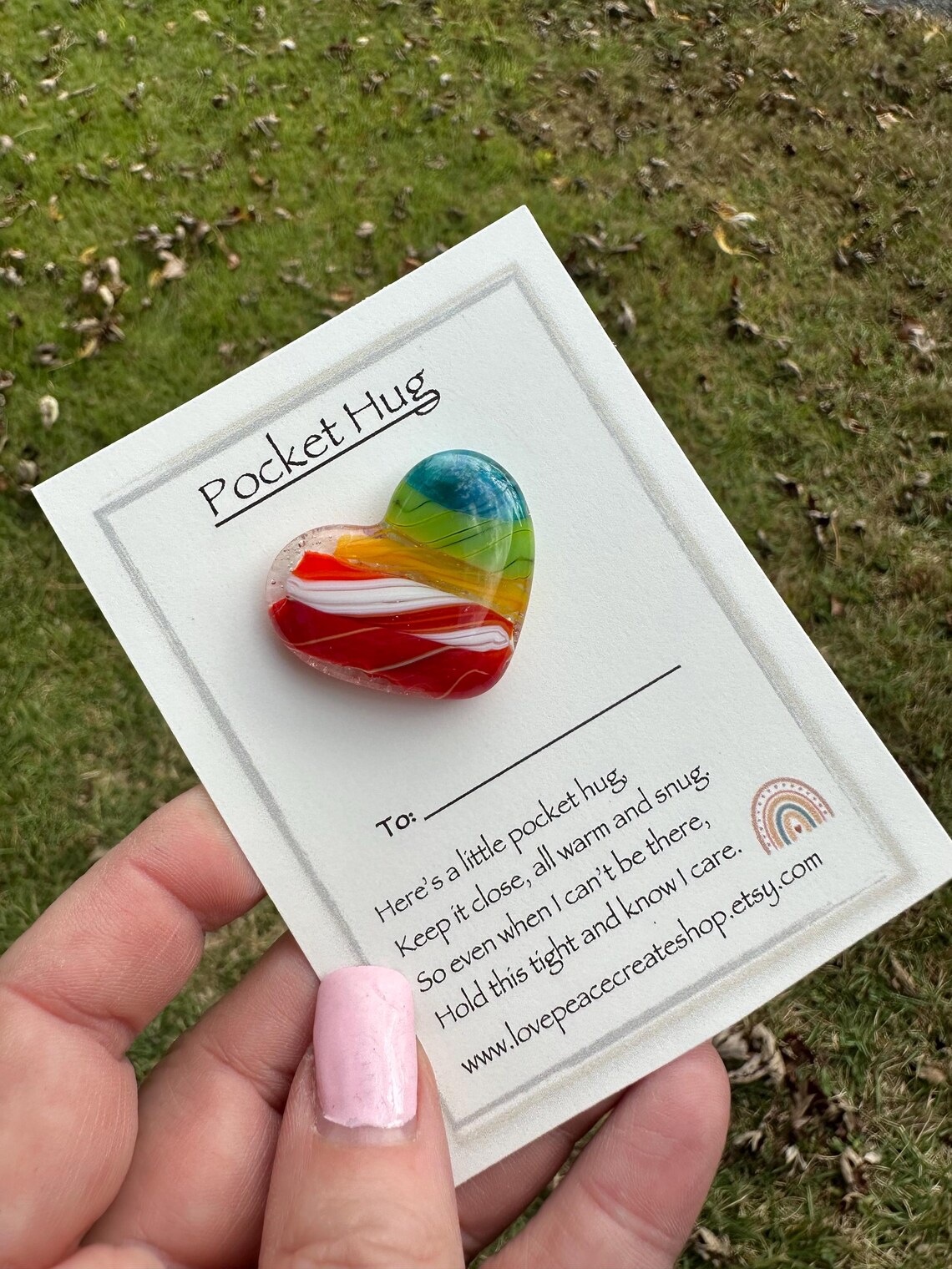 Fused Glass Pocket Heart /heart /pocket Hug /glass Heart - Etsy