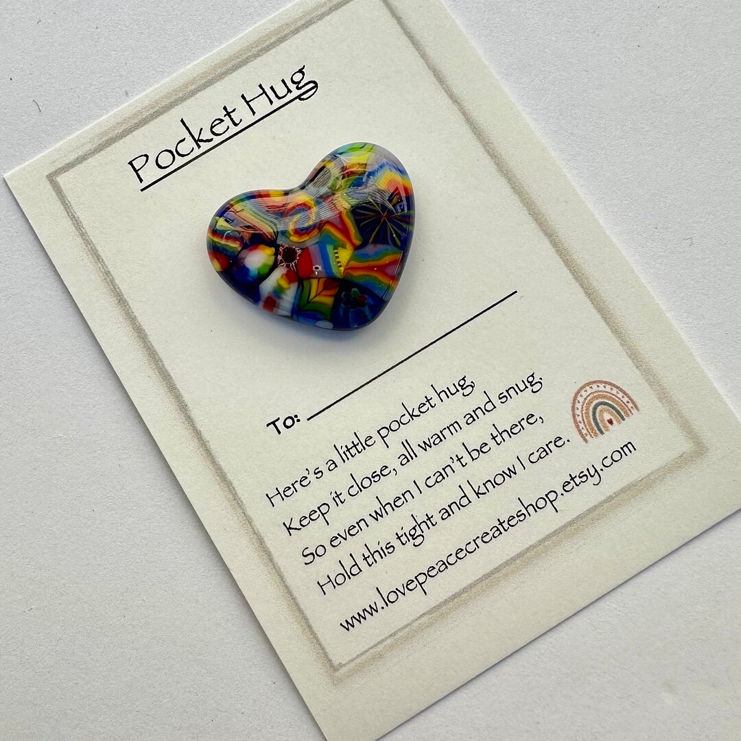 Fused Glass Pocket Heart /heart /pocket Hug / Worry Stone /glass Heart ...